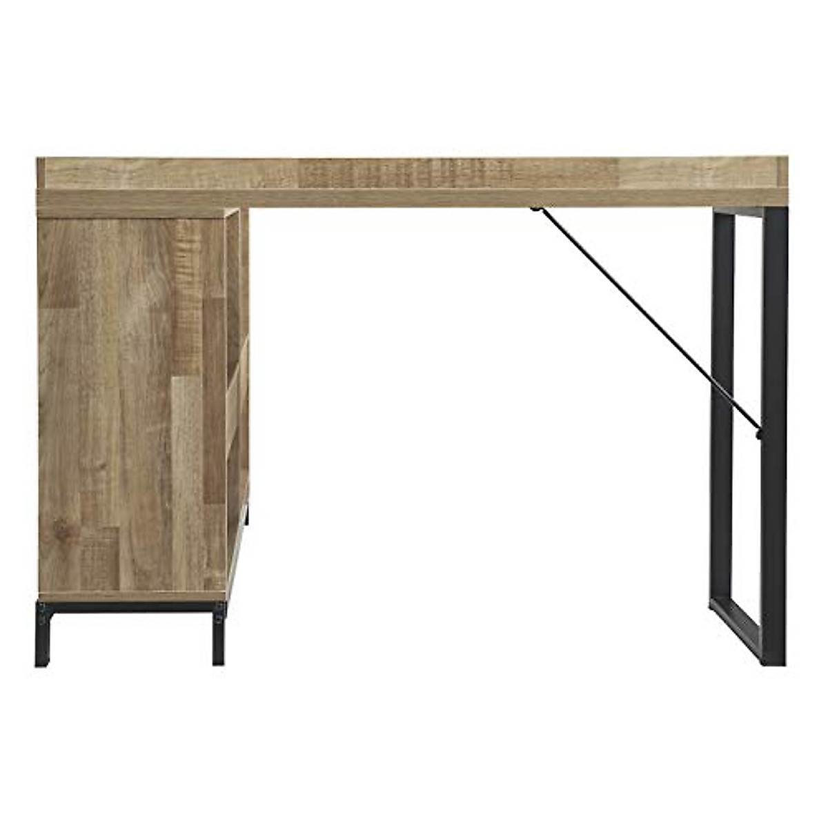 Signature Design by Ashley Gerdanet Modern Farmhouse Home Office L-Shaped Desk with Side Storage, Beige