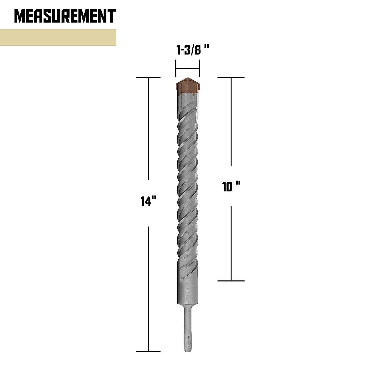 TANG SDS Plus 1-3/8 Inch x 13-3/4 Inch Roatry Hammer Drill Bit for Installation Outdoor Fence Panels Safety Pool Fence Kit