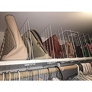 Cq acrylic Set of 8 Vertical Closet Wood Shelf Divider- Only Need to Slide to Adjust The Appropriate Distance - wire shelving Separators,White