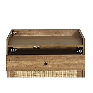 Pvillez Shoe Storage with Flip Drawers & Open Shelves,NaturalRattan Shoe Cabinets,Shoe Organizer RackWooden Shoe Organizer for Entryway/Bedroom/Living Room/Apartment,Free Standing