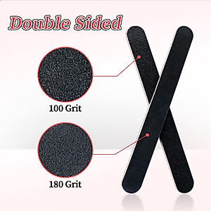 Sularpek Nail File, 12 PCS Emery Board, 100/180 Grit Double Sides Fingernail Files, Professional Emery Boards for Natural, Gel & Acrylic Nails（Black）