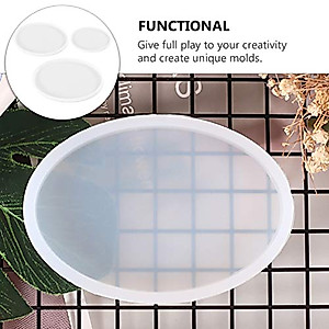 ARTIBETTER Pack of 3 Silicone Resin Tray Molds Oval Shaped Crystal Epoxy Platter Molds Coaster Resin Casting Molds for DIY Desktop Decoration