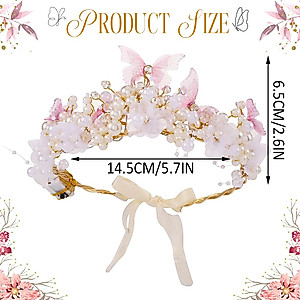 Yean Light up Butterfly Fairy Headband Pearl Princess Tiara LED Crystal Festival Hair Accessories for Women and Girls