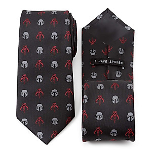 Cufflinks Inc. Star Wars Mando Black Red Men's Tie The Mandalorian Official Merch