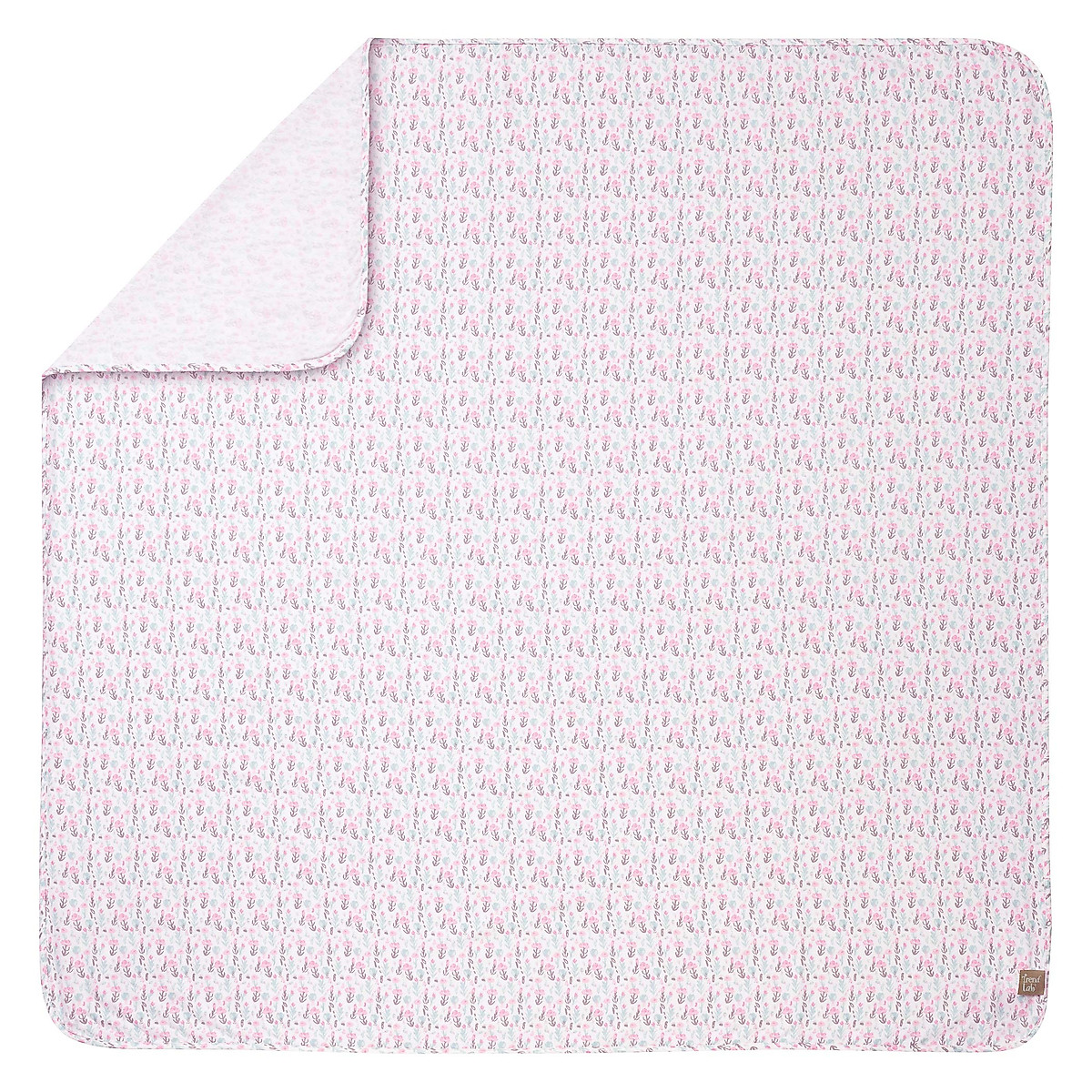 Trend Lab Pastel Painterly Floral Jumbo Deluxe Flannel Swaddle Blanket-Pastel Painterly Floral Watercolor Print, 100% Cotton Flannel, Pinks, Teal, Mint, Gray, 48 in x 48 in