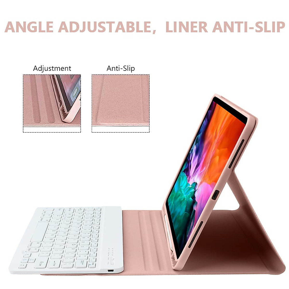 Keyboard Case for iPad Pro 12.9 2022 6th Generation / 2021 5th Gen / 2020 4th Gen / 2018 3rd Gen, 12.9-inch iPad Pro Case with Magnetically Detachable Wireless Keyboard and Pencil Holder, Champagne