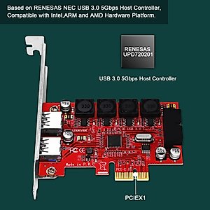 LTERIVER PCIE to 1X 19Pin USB 3.0 Header and 2X USB-A Ports, PCIE USB 3.0 5Gbps Expansion Card for Windows 11, 10, 8.1, 7, XP (32/64), Built Smart Power Control Technology (PCE-IN2EX2)