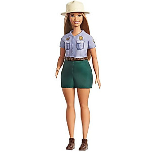 Barbie 12-in Blonde Curvy Park Ranger Doll with Ranger Outfit Including Denim Shirt, Green Khaki Shorts, Brown Belt, Brown Boots & Straw Hat; for Ages 3 Years Old & Up