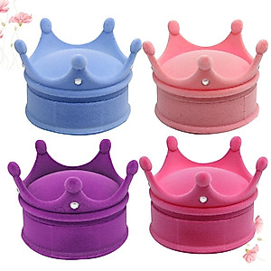 4Pcs Crown Style Jewelry Trinket Box, Decorative Unique or Home Decor (blue+pink+purple+pink)