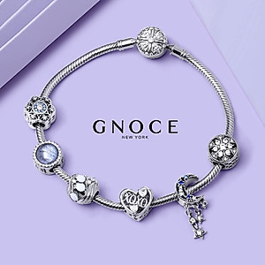 GNOCE Lily of the Valley Charm Bead 925 Sterling Silver Jewelry Gift For Women Wife Fit Snake Chain Bracelets/Necklace