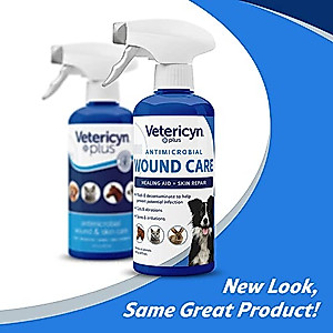 Vetericyn Plus Dog Wound Care Spray | Healing Aid and Skin Repair, Clean Wounds, Relieve Dog Skin Allergies, Safe for All Animals. 16 ounces