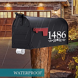 2" Reflective Mailbox Numbers Die Cut Decal Rustic Style Flowers House Number Address Sign Front Door Decal Vinyl Lettering Farmhouse Decor 4 Set, White