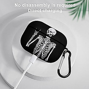 YouTary Rock and Roll Skeleton Skull Boho Hippie Pattern Airpods pro Case Cover with Keychain, Apple AirPod Cover Unisex Shockproof Protective Wireless Charging Headset Accessories