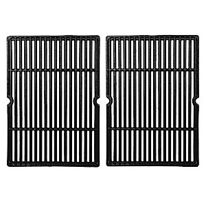 GGC 18 1/4 Inch Grid Grate Replacement for Charbroil, Coleman, Kenmore, Master Forge, Thermos, Uniflame, Master Forge and Others, 2 PCS Porcelain Coated Cast Iron Cooking Grid (18 1/4 x 13 1/8)