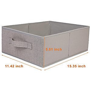 JAKAGO Fabric Storage Bins set of 4 Rectangle Storage Baskets with Handle Foldable Closet Organizer for Clothes Towel Toys Books Collapsible Clothing Container for Shelves Bedroom Playroom (Low-Gray)