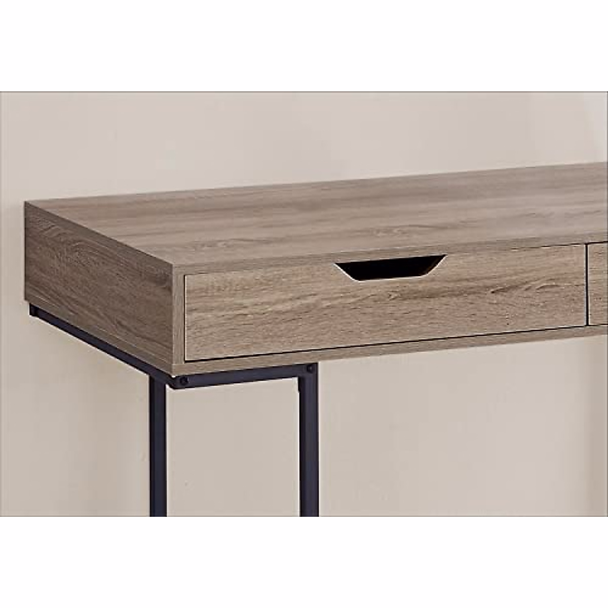 Monarch Specialties 7555 Computer Desk, Home Office, Laptop, Storage Drawers, 48" L, Work, Metal, Laminate, Brown, Contemporary, Modern Desk-48, 47.25"L x 23.75"W x 30"H, Dark Taupe Wood-Look/Black