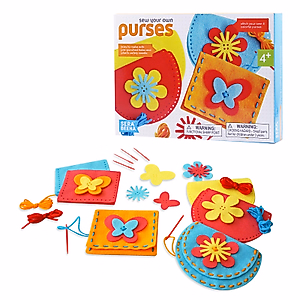 Serabeena Sew Your Own Purses - Sewing Kit for Kids - Felt Crafts for Kids - Sewing for Kids Ages 4-8 Plus - Felt Kit - Helps Develop Fine Motor Skills - DIY Kits for Kids with 6 Purses & Accessories
