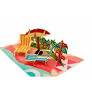 Time to Say Hello to Summer Pop Up Card, Greeting Card Butterfly Flied Out, Summer Birthday Card, Beach Day Card, 3D Card, Greeting Cards, Celebration Card 6" X 8" when closed