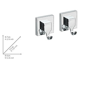 Wenko Set of 2 Towel Hooks, Coat Hooks, Acrylonitrile Butadiene Styrene (ABS), Chrome, 6 x 7 x 5 cm
