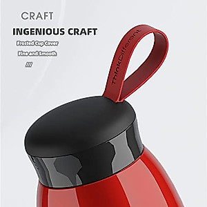 Insulated Water Bottle 520ml Stainless Steel Double Wall Vacuum Mug Thermos with Silicone Handle Sealed Insulated Sports Flask Leakproof Beverage Coffee Bottle for Biking Camping Office Car, Red