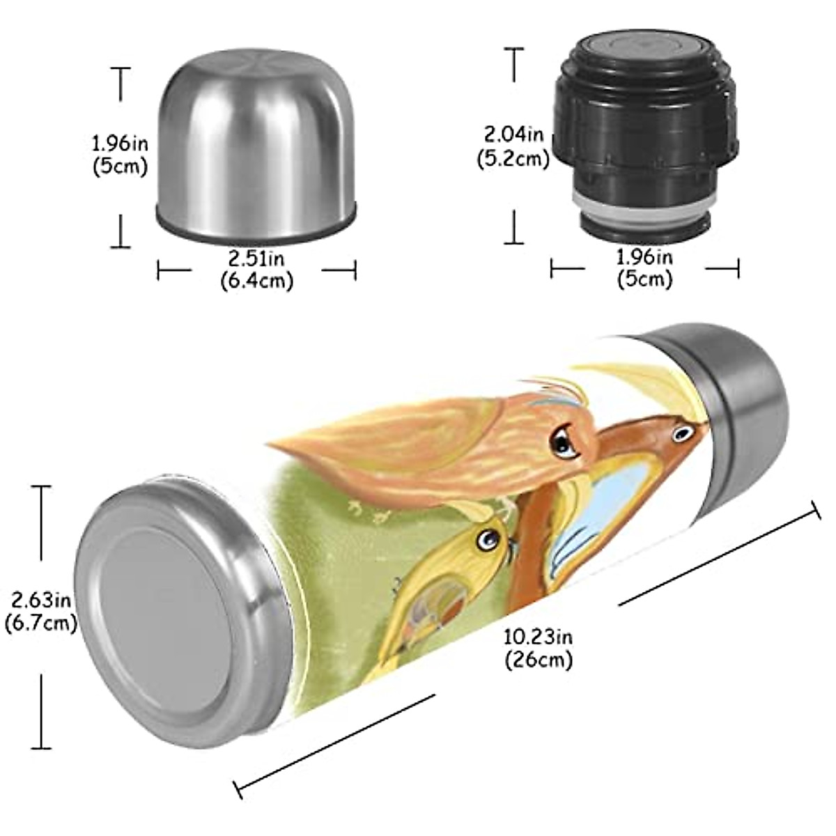 Stainless Steel Leather Vacuum Insulated Mug Bird Thermos Water Bottle for Hot and Cold Drinks Kids Adults 16 Oz