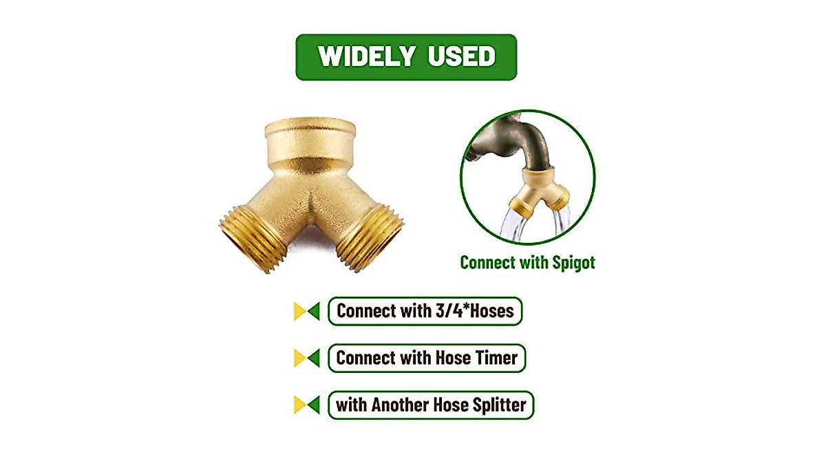 Litorange 1 PCS Lead-free Brass Body Backyard 2 Way Y Valve Garden Hose ...