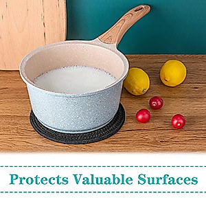 Trivets for Hot Pots and Pans 8 inches 2 Pcs, Trivet for Hot Dishes, Hot Pads for Kitchen Table, Cooking Potholder Set, Large Coasters Cotton Mat to Protect Counter (Black)