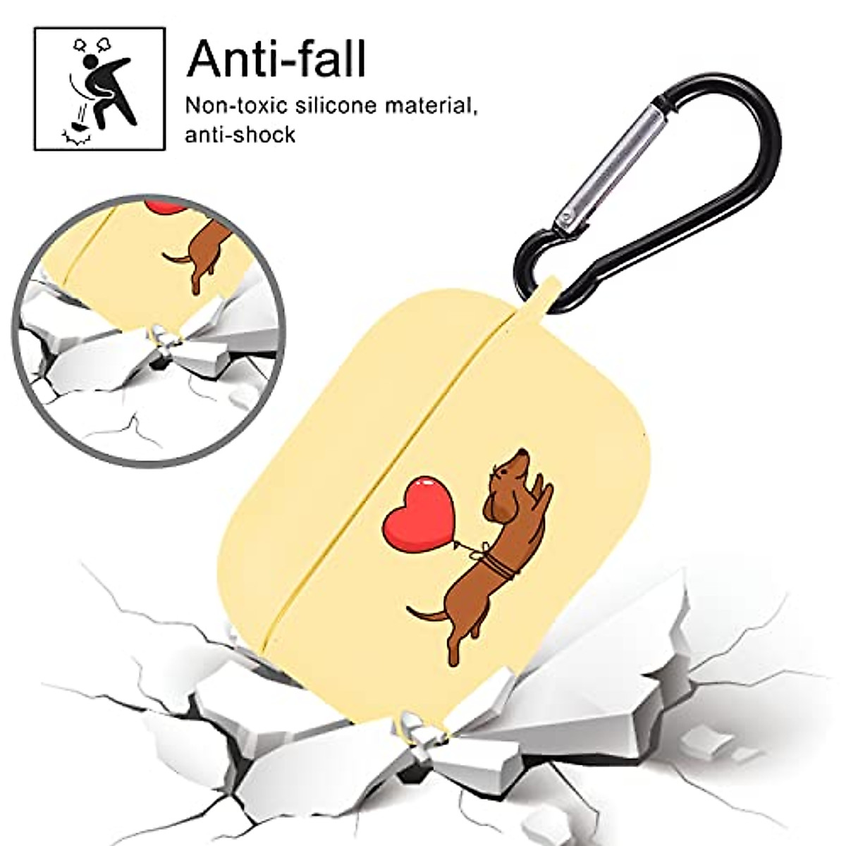 Balloon Dog Case Compatible with Airpods Pro Yellow Soft TPU, Supports Wireless Charging Shockproof Protective Cover for Airpods Pro