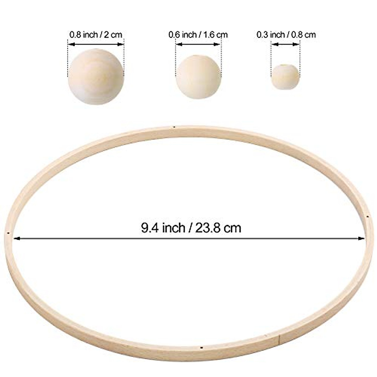 Baby Mobile DIY Kit Nursery Wooden Frame Mobile Crib Bed Bell Ceiling Wooden Wind Chime Hanging DIY Wooden Frame Ornaments Handmade Kit Round Wind Bell for Infant Toys