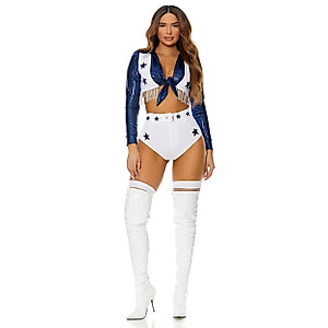 Forplay Womens Seeing Stars Cheerleader Adult Sized Costumes, White, Medium/Large US