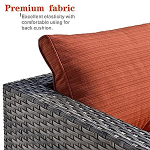 XIZZI Patio Furniture Set Outdoor Sectional Sofa No Assembly 9 PCS Big Size All Weather PE Rattan Wicker Outdoor Conversation with 2 Pillows,Grey Wicker Orange Red