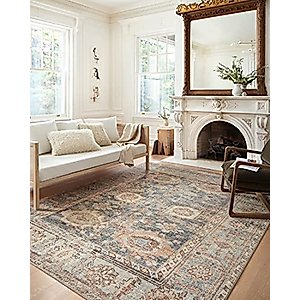 Loloi II Margot Collection MAT-03 Ocean/Spice, Traditional 7'-6" x 9'-6" Area Rug