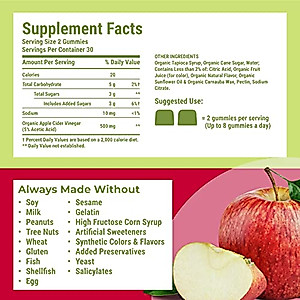 Hyland's Naturals Organic Apple Cider Vinegar Blast Gummies, Digestive Health Support, 60 Vegan ACV Gummies (30 Days)