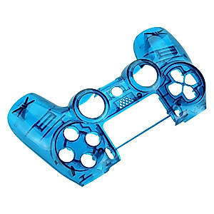 eXtremeRate Replacement Faceplate Front Housing Shell with Tools Compatible with ps4 Slim Pro Controller CUH-ZCT2 JDM-040/050/055 - Transparent Crystal Clear Blue - Controller NOT Included