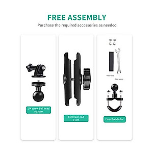 Camera Motorcycle Mount for Gopro Accessories ,360 Rotation Metal Action Camera Clamp Holder with 1/4Thread for Moto Bike Bicycle Handlebar, for GoPro Hero 10 9 8 7 6 5 4 , SJCAM, Motorcycle Bracke