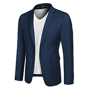 COOFANDY Mens Casual Blazer Fashion Sport Coats Slim Fit Business Suit Jacket Formal Blazer (Blue XXL)