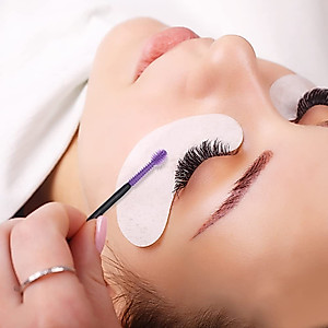 G2PLUS 50PCS Silicone Eyelash Brushes, Disposable Mascara Wands, Adjustable Ball- Shape Eyelash Spoolies, Eyebrow Brushes for Eyelash Extension and Eyebrow (Purple)