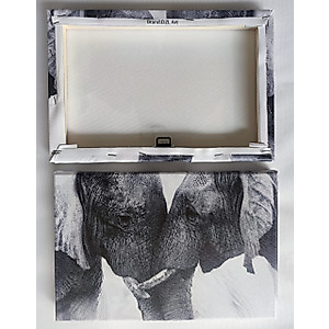 DZL Art D73075 Black and White Elephants Entwine Wall Art Canvas Painting Ready to Hang for Living Room Bedroom Office Wall Decor Home Decoration