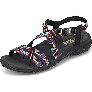 Skechers Women's Reggae-Native VIBEZ Sport Sandal, Black Multi, 6