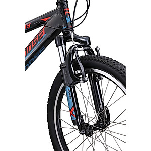 Mongoose Rockadile Kids Hardtail Mountain Bike, 20-Inch Wheels, Aluminum Step-Over Frame, 7-Speed Drivetrain, Black