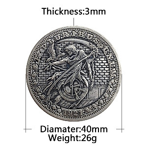 Skull Death Sickle Time Passing HOBO Nickel Antique Silver Plating Collection Satan Series Challenge Coin