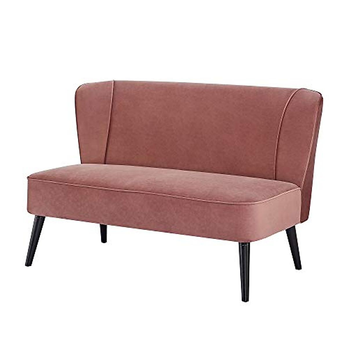 GIA Furniture Home Series Mid-Century Modern Armless Fabric Loveseat with Sleek Back, Love Seat, Pink
