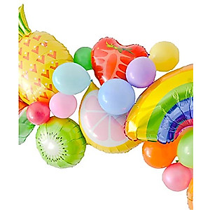 Fruit Balloon Garland Arch Kit-Two-tti Fruity Theme Party Decorations Supplies Mixed Jumbo Watermelon, Pineapple, Rainbow Aluminum Foil Balloons for Sweet Birthday Party, Baby Shower