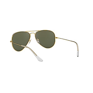 Ray-Ban RB3025 Classic Aviator Sunglasses, Gold/Green Polarized, 55 mm