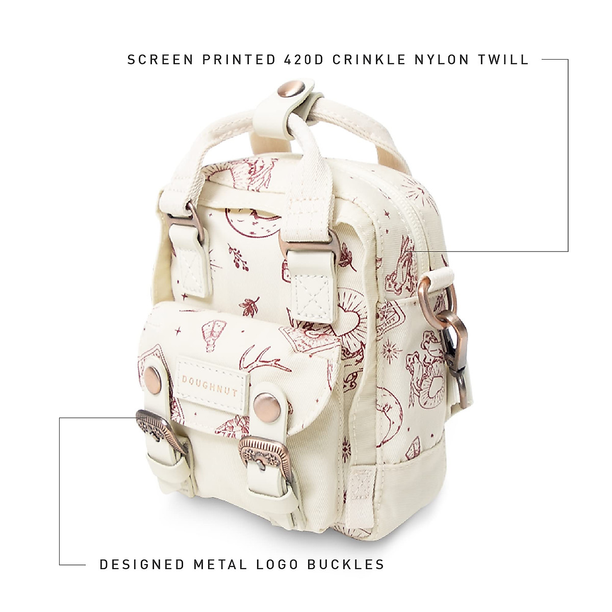 Doughnut Macaroon Tiny The Mystic Club Series 1L Women Girl Casual Crossbody Cell Phone Bag Purse Handbag (Cream x Brick)