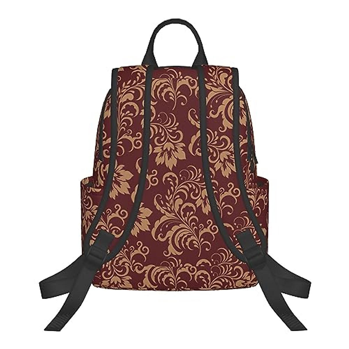 JZDACH Laptop backpack travel backpack large diaper bag doctor bag backpack for women & men (for Flower Maroon Gold Floral Classy Burgundy Antique)