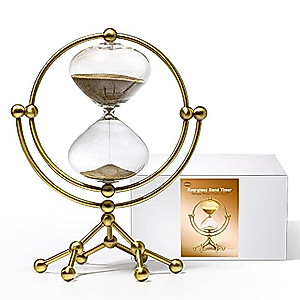 Tpmorwilfun Hourglass 30 Minutes Sand Timer for Kids, Games, Classroom, Home, Desk, Office Decorative, Large Rotating Metal Sandglass (Gold)