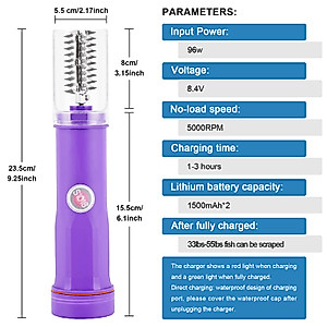 MXBAOHENG Electric Fish Scaler Remover 120W 2000mAh Cordless Fish Scale Scraper Cleaner Rechargeable (Purple)