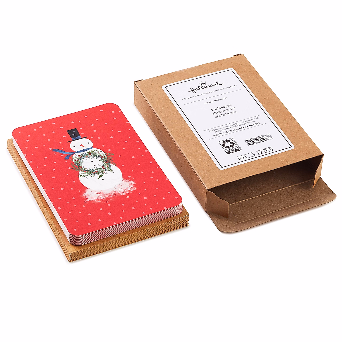 Hallmark Boxed Christmas Cards, Snowman (16 Cards and 17 Envelopes)