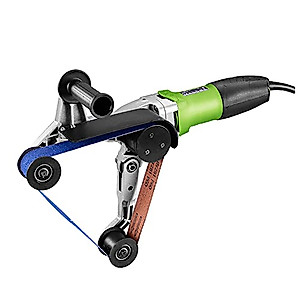 EQCOTWEA 110V Stainless Steel Pipe Tube Polisher, Portable Belt Sander with 40x760mm Belt, Adjustable Speeds Round Pipe Drawing Machine